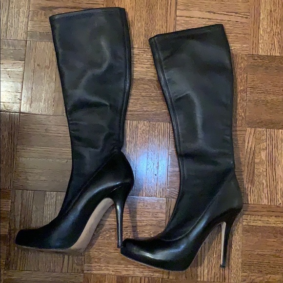 Escada | Shoes | Escada Black Leather Below The Knee Boots | Poshmark